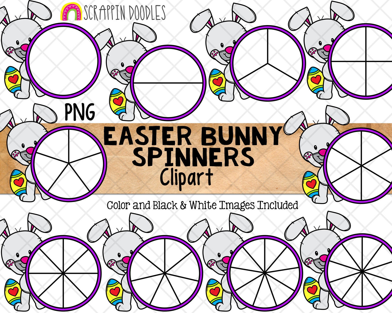 Easter Bunny Math Clipart Bundle Numbers Spinners Ten Frames Math Signs ...