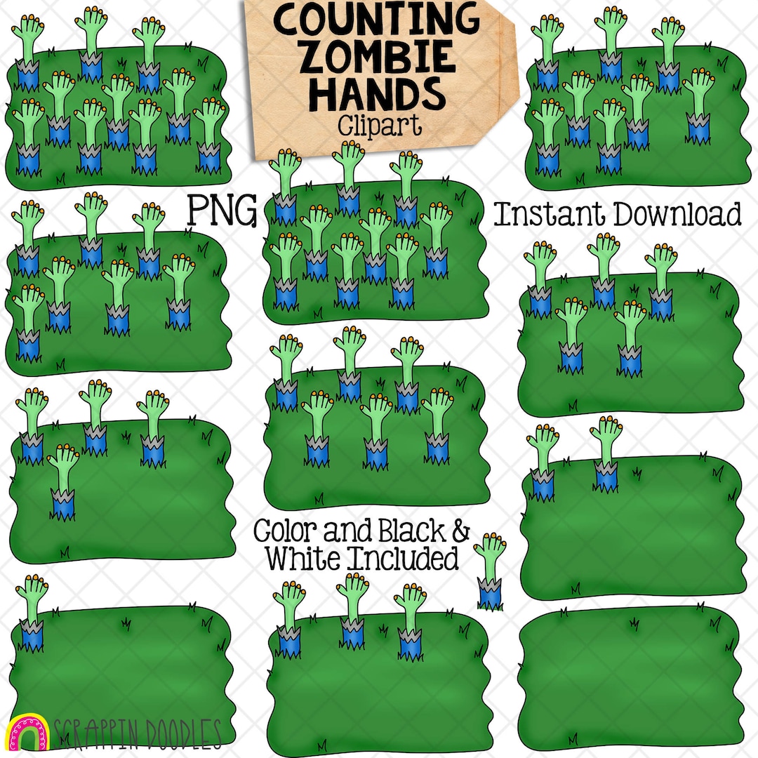 Counting Zombie Hands Clipart - Halloween Zombie Arms Counting ...