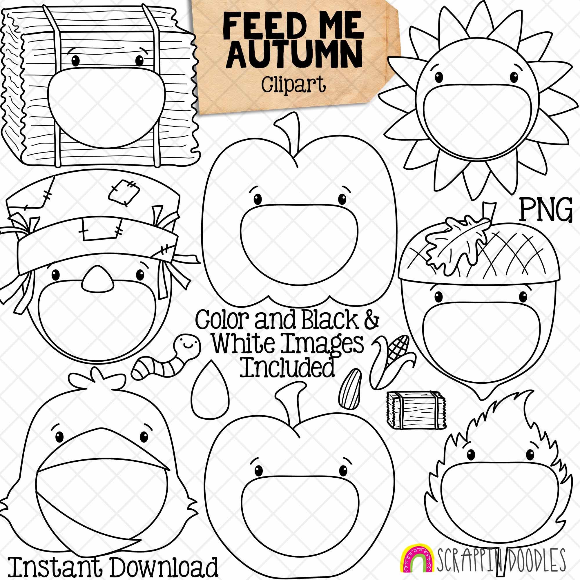 Feed Me Autumn Clipart - Feeding Open Mouth - Hay Bale - Pumpkin ...