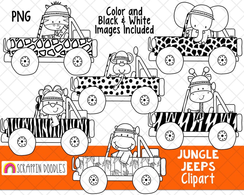 Jungle Animal Clipart - Jungle Jeeps Clip Art - Safari Animal Clipart ...