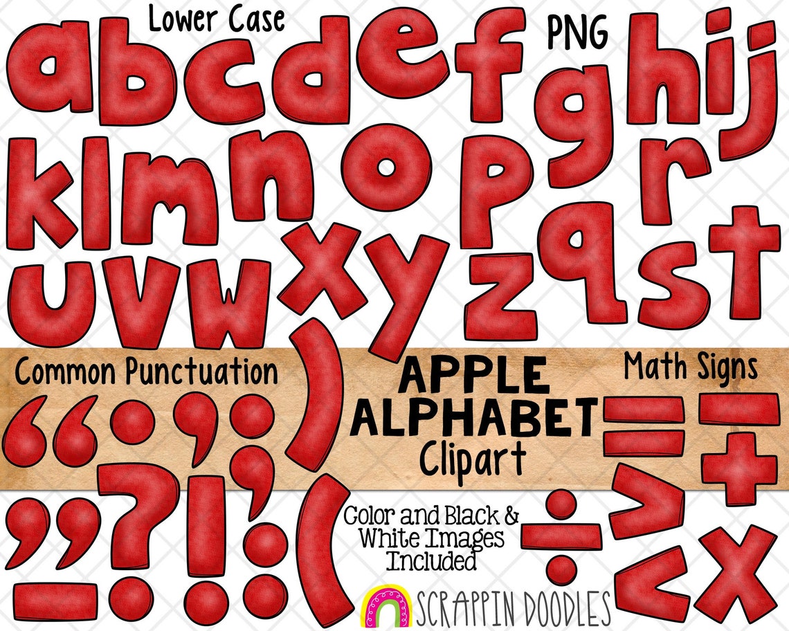 Apple Alphabet Clipart - Apple Letters Clip Art - Numbers - PNG ...