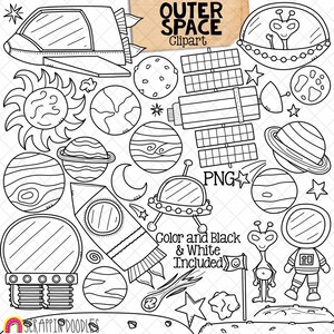 Outer Space Clipart - Astronaut Graphics - Planets PNG - Galaxy - Space ...