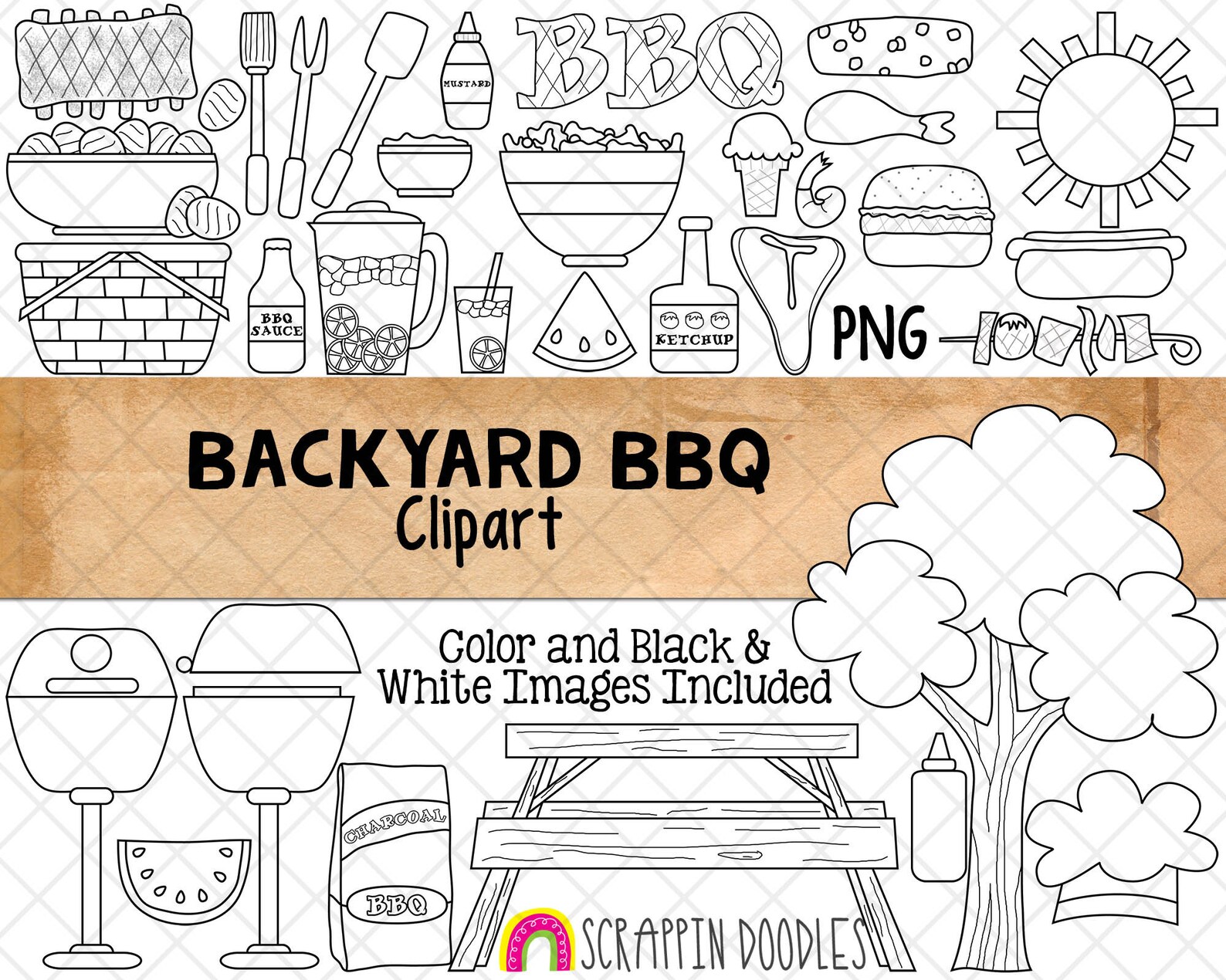 BBQ Clipart barbecue Clipart Picnic Clipart Backyard - Etsy