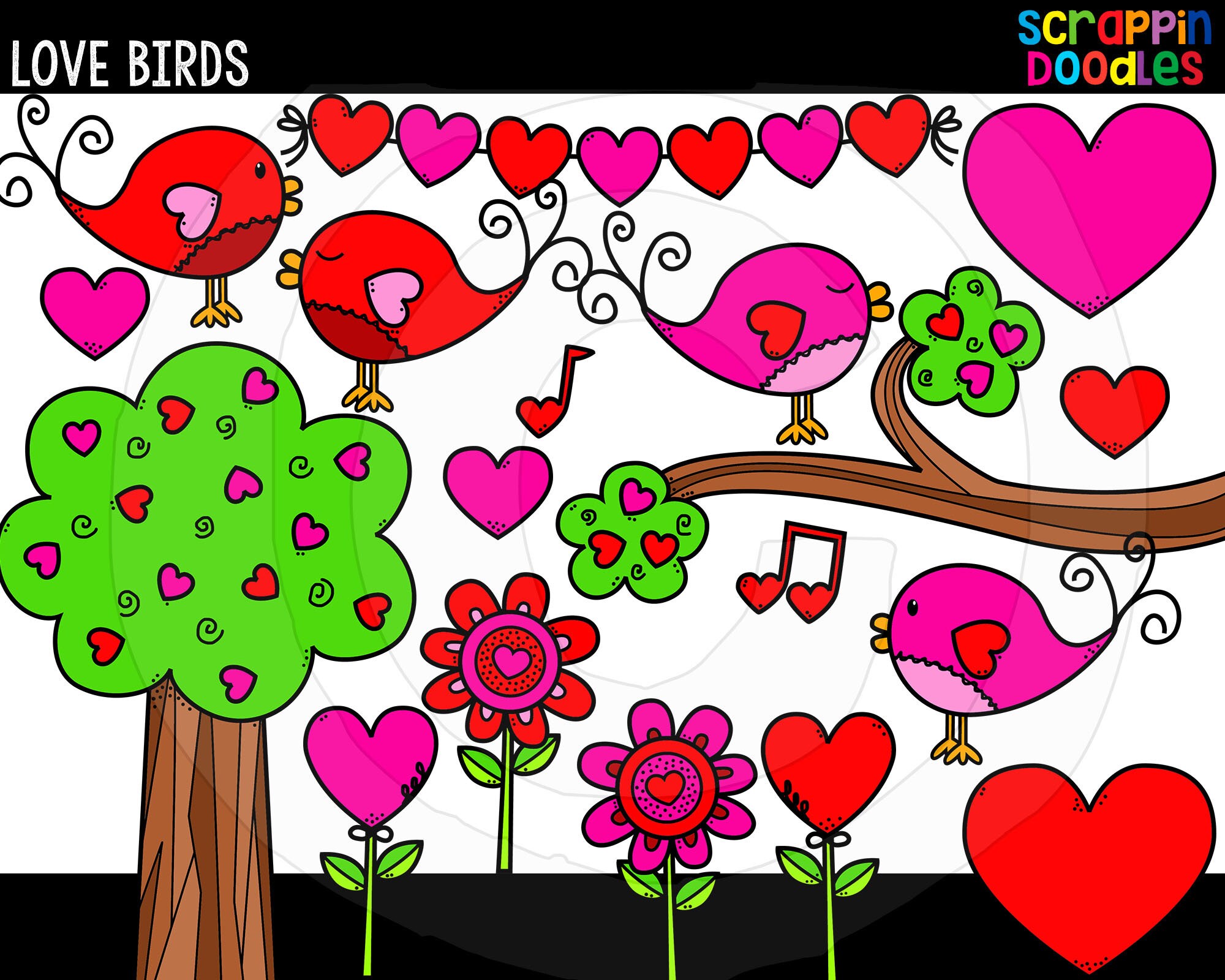 Scrapbooking Cute Commercial Use Valentine Love Bird Clipart Love Birds ...