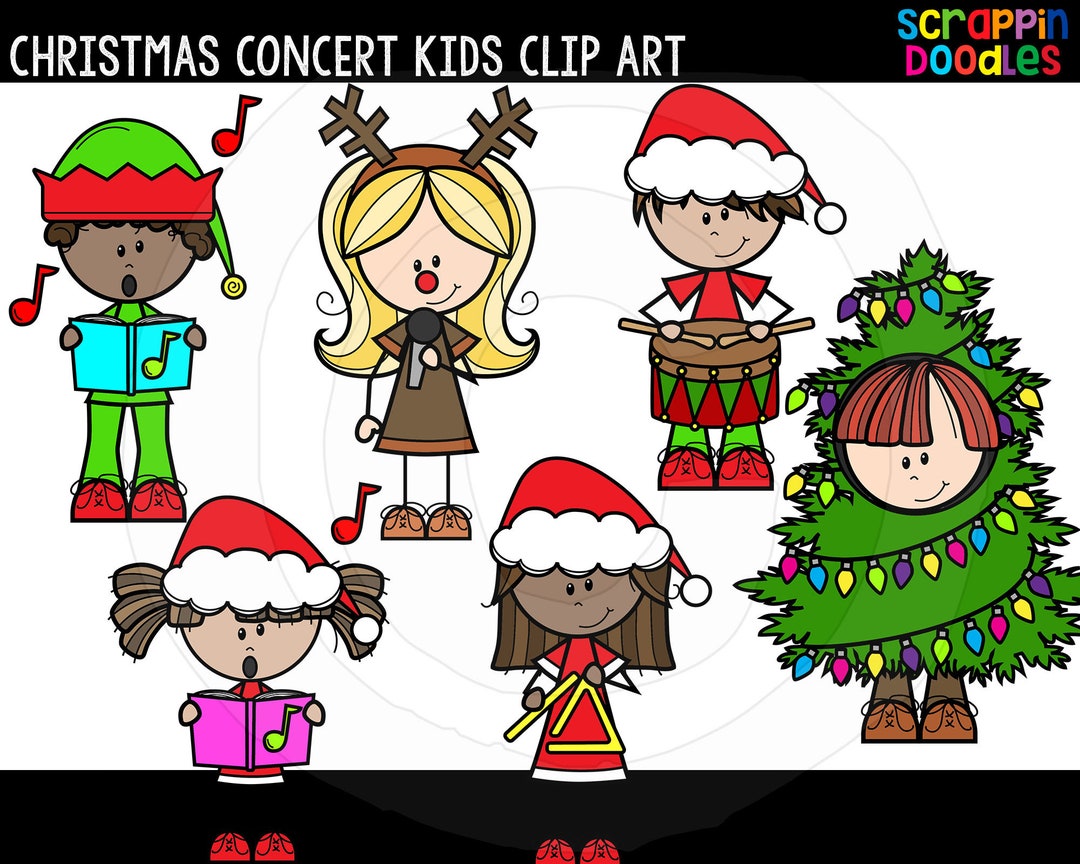 Christmas Concert Kids Clip Art - Cute Commercial Use Christmas Kids ...