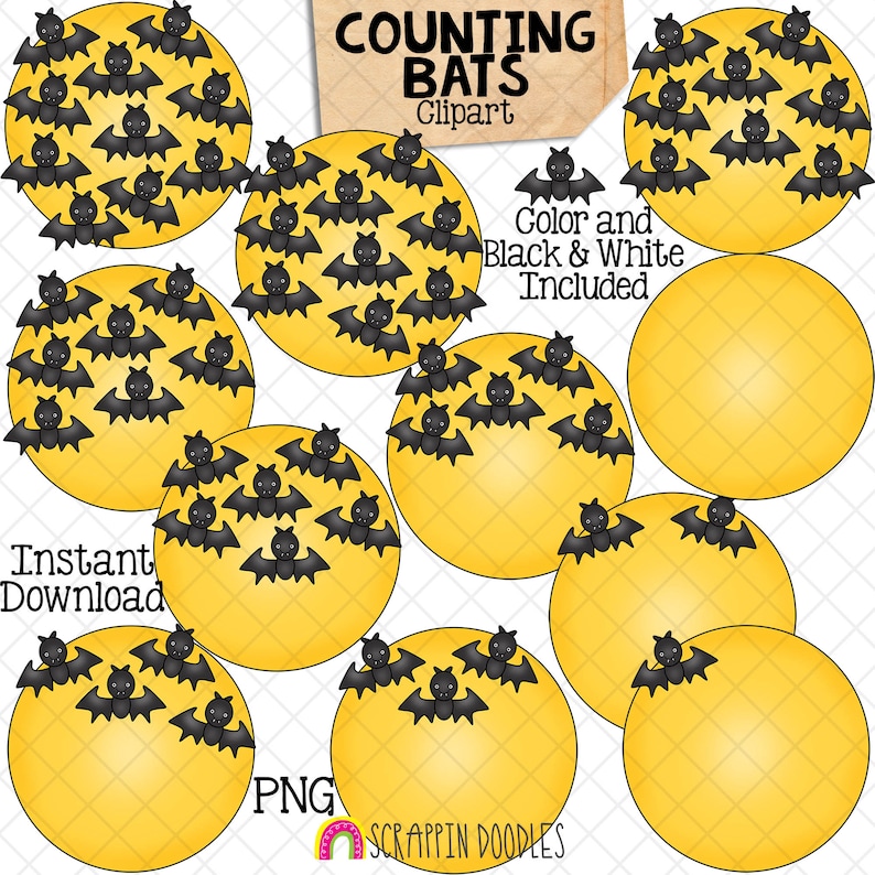Halloween Counting Clipart Bundle - Bats - Skeleton Bones - Eyeballs ...