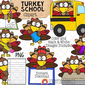 Turkey Clipart - School Turkey Clip Art - Back to School - First Day of ...