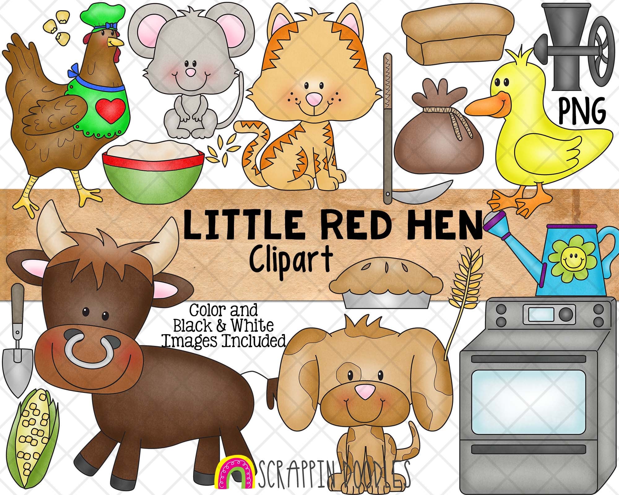 Little Red Hen Clipart Nursery Rhyme Fairy Tale Graphics Children's ...