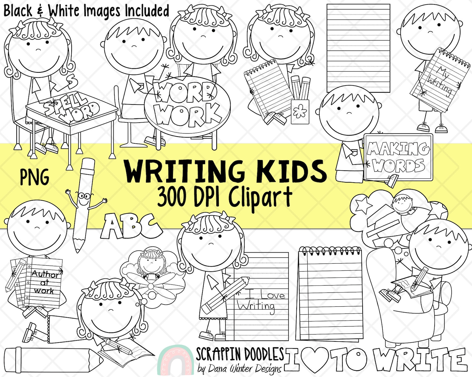 Writing Clipart - Writing Kids Clipart - School Clipart - Word Work ...