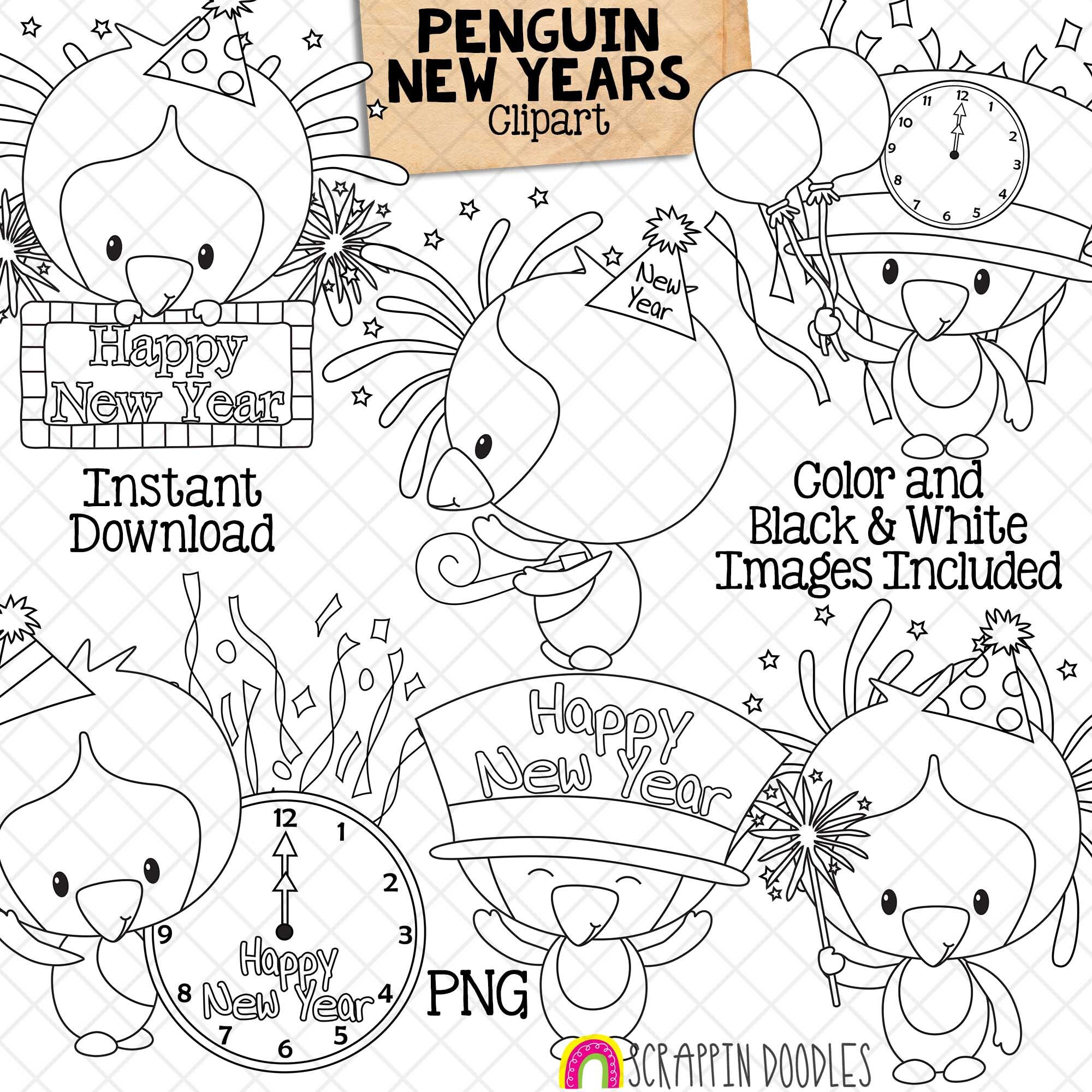 Penguin New Year Clipart New Years Eve Clip Art Winter Baby Penguin ...