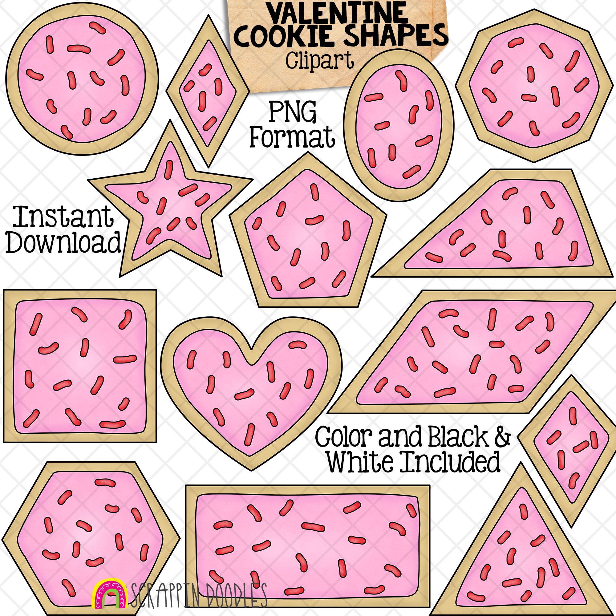 Valentine Cookie Shapes Clip Art - Valentine's Day Different 2D Shapes ...