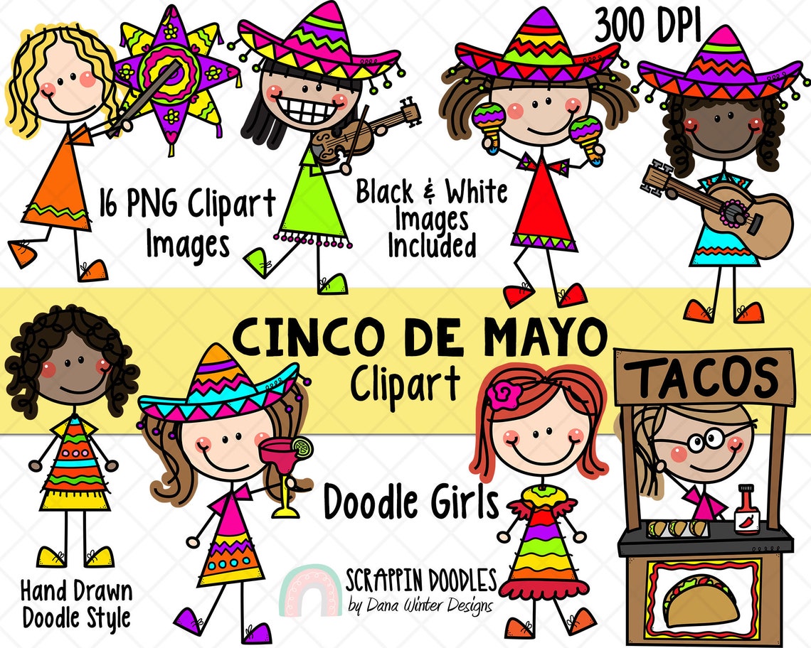 Cinco De Mayo Clipart Mexico Fiesta Girls Cinco De Mayo Party Sombrero ...