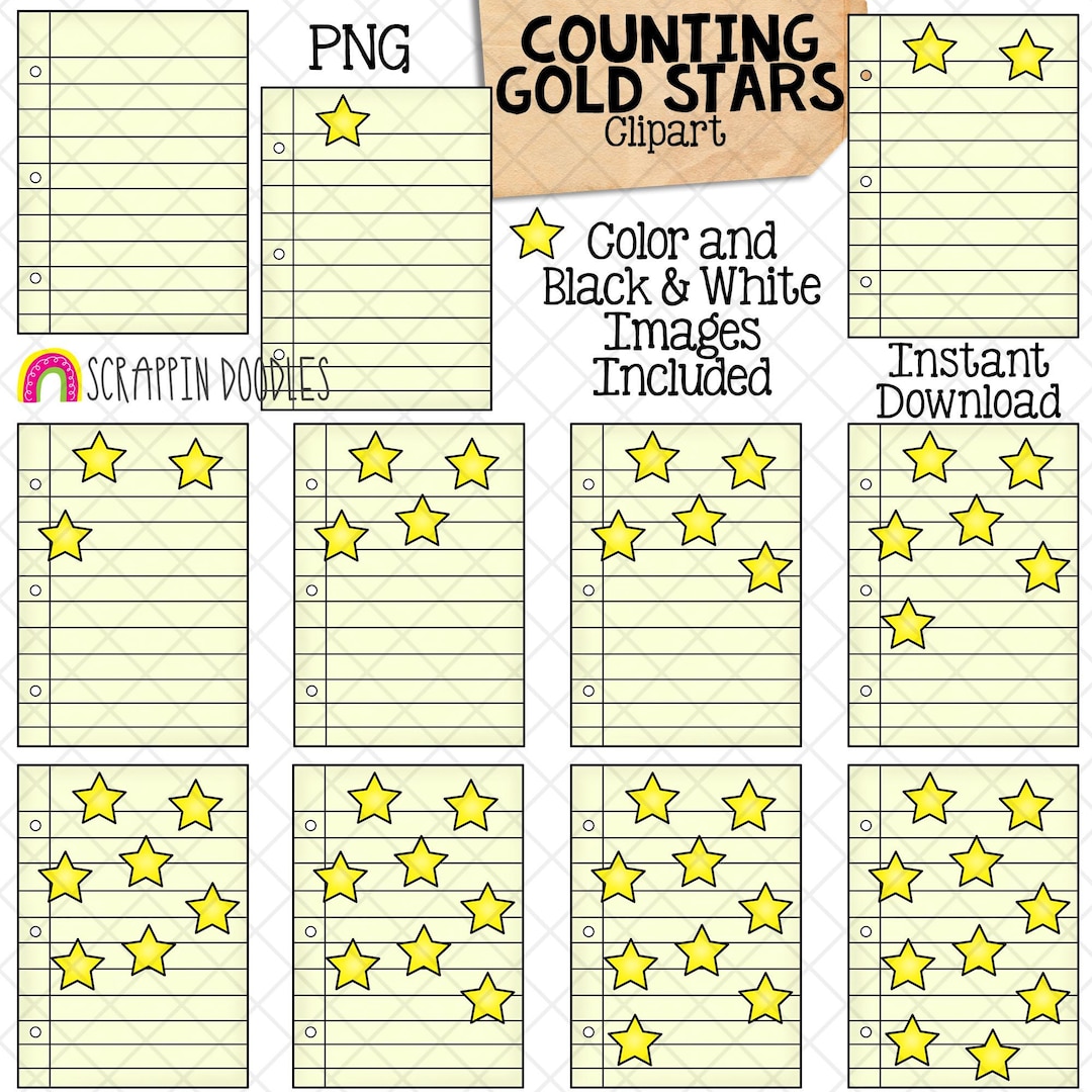 Counting Gold Star Clipart - School Counting - Gold Stars on Paper ...