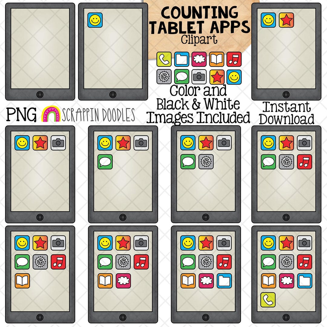 Counting Tablet Apps Clipart - School Counting - Tablet Applications ...