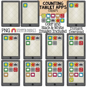 Counting Tablet Apps Clipart - School Counting - Tablet Applications ...