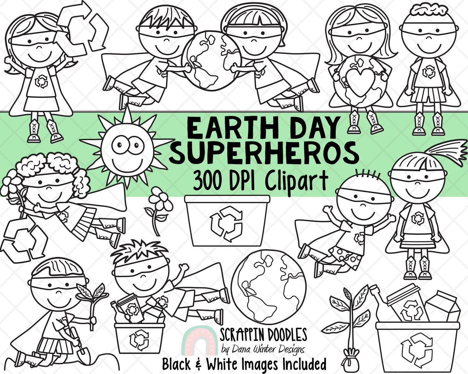 Earth Day Clipart Earth Day Superhero Instant Download Environmental ...