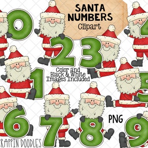 Santa Claus Holding Numbers Clip Art - Commercial Use PNG - Sublimation ...