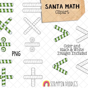 Santa Claus Math Signs Clipart - Christmas Candy Cane Math Signs ...