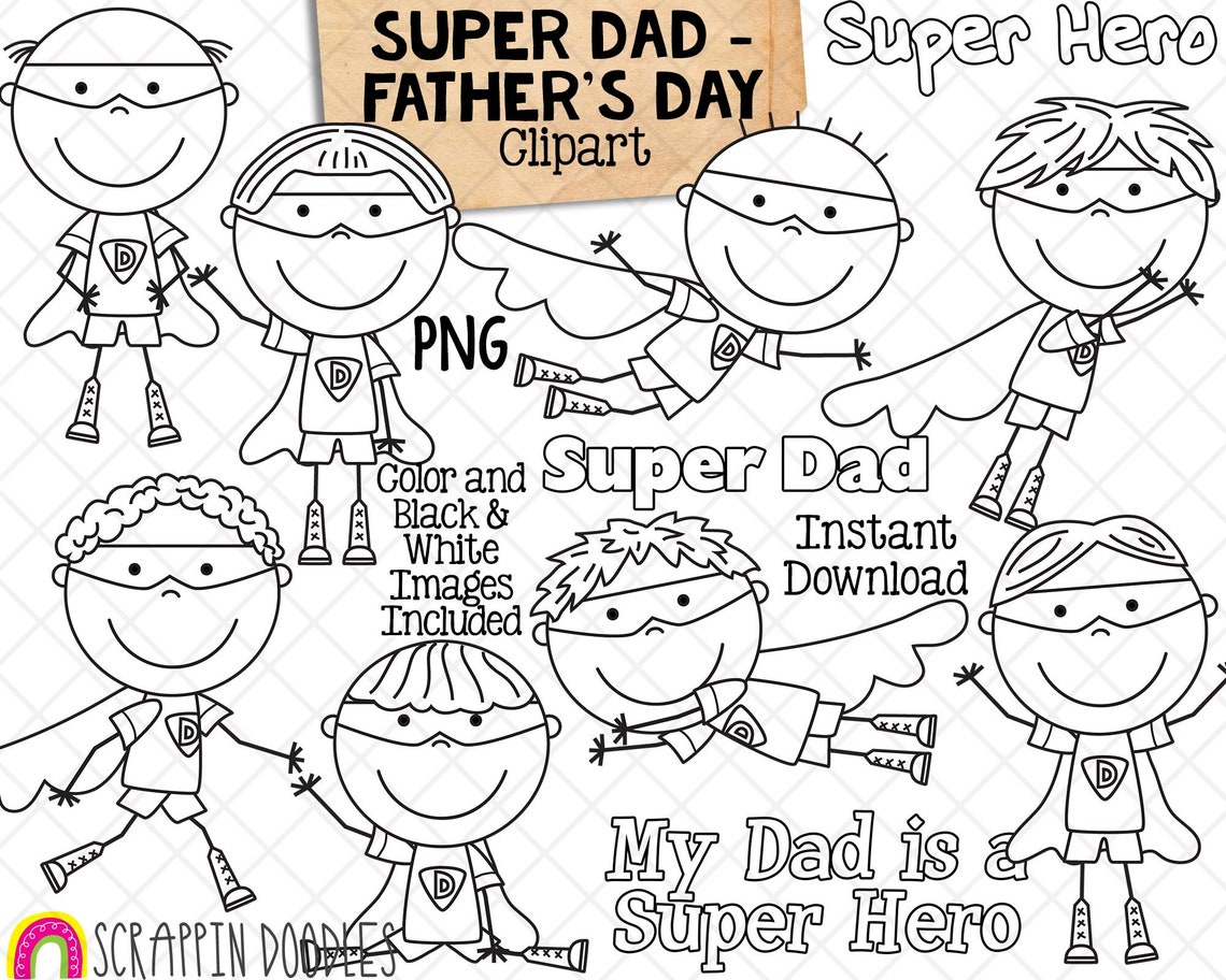 Father's Day Clip Art Super Dad Clipart Dad Papa Fathers Day Gifts ...