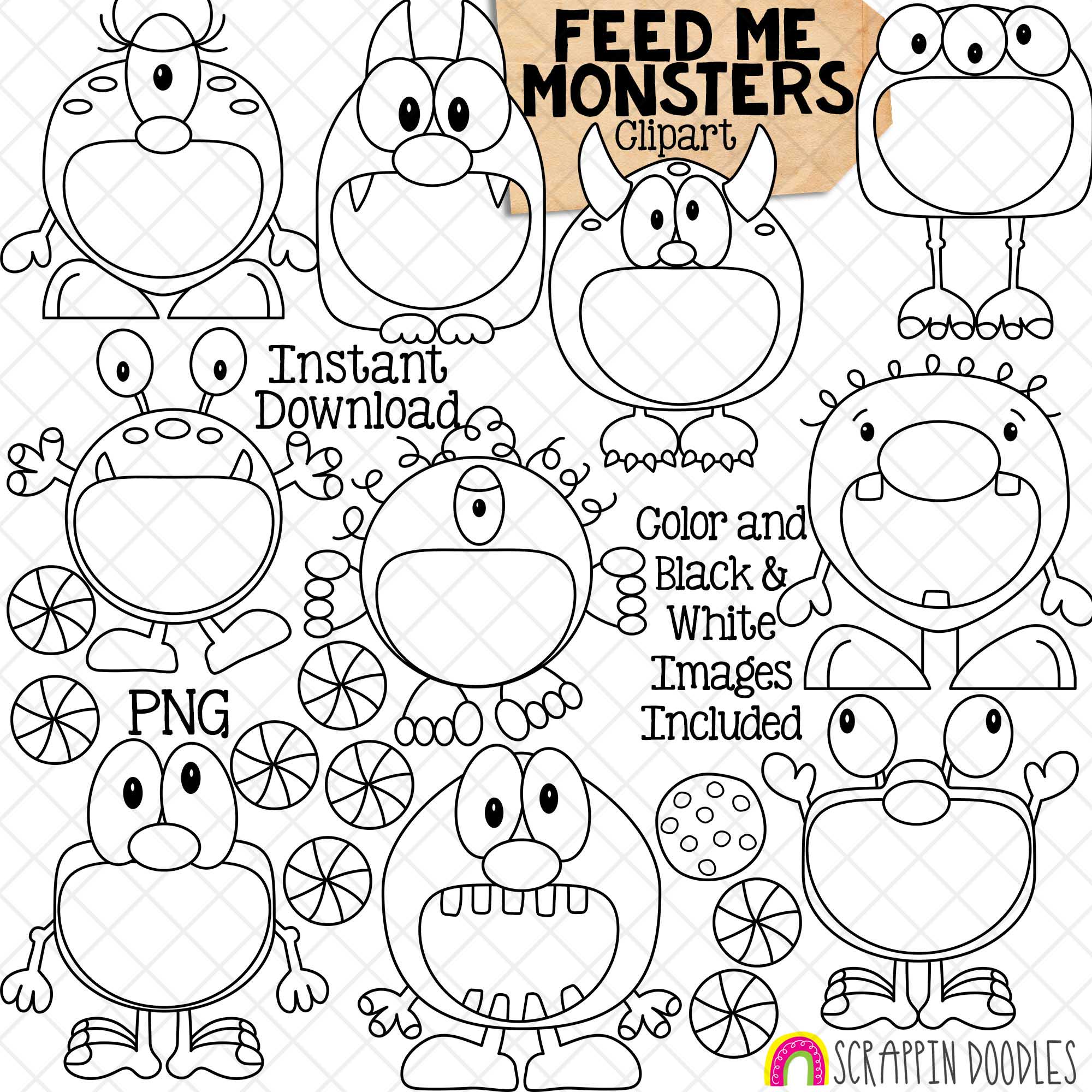 Feed Me Monsters Clipart - Feeding Open Mouth - Monster - Cookie ...