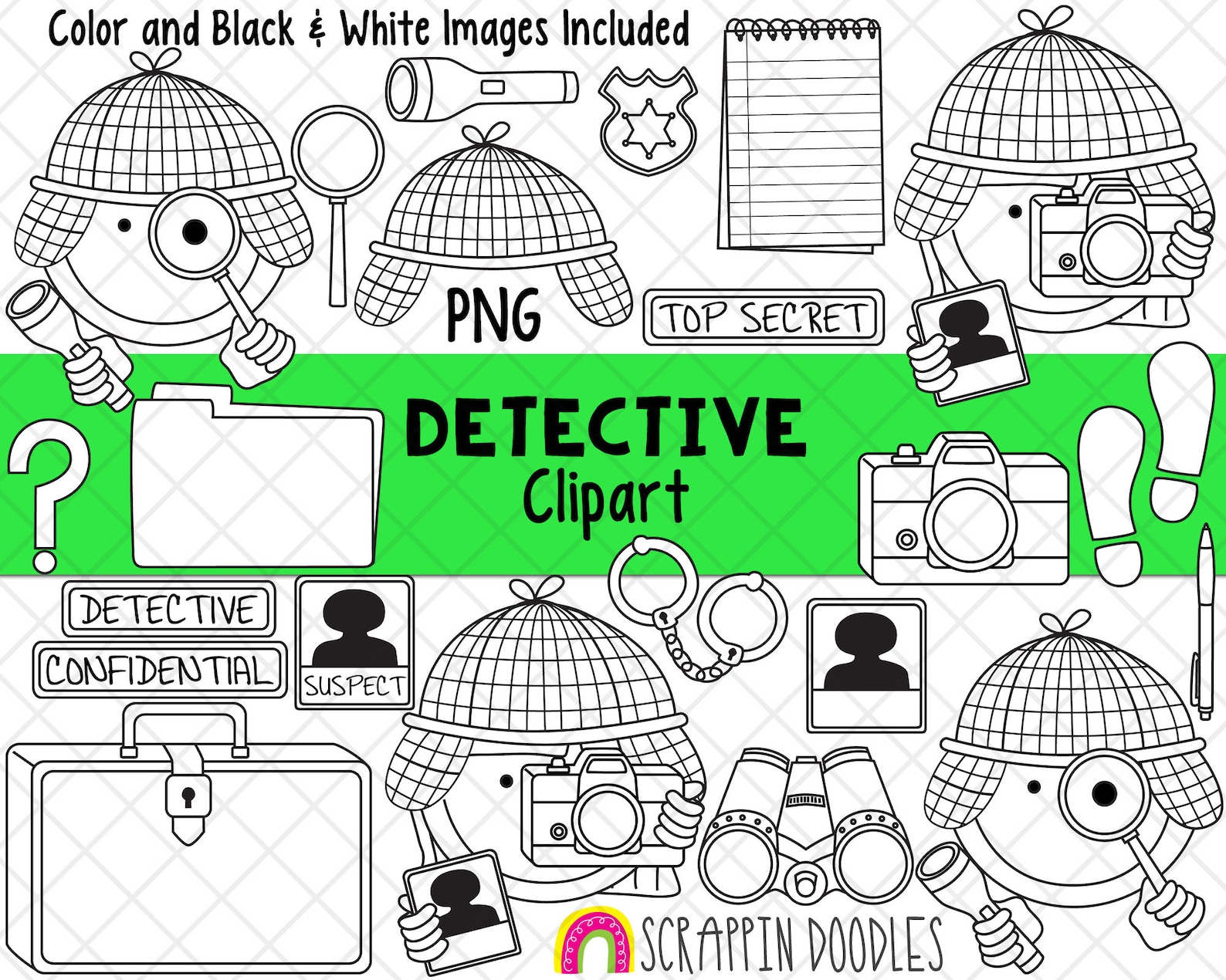 Detective Clipart Detective Graphics Investigation Clipart - Etsy