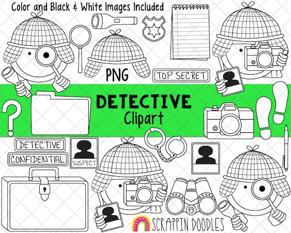 Detective Black And White Clipart