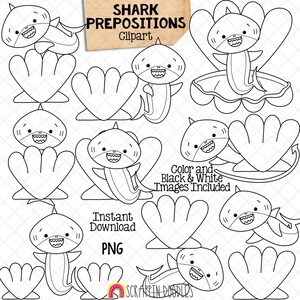 Shark Prepositions Clip Art - Grey Shark Clipart - Positional Word ...