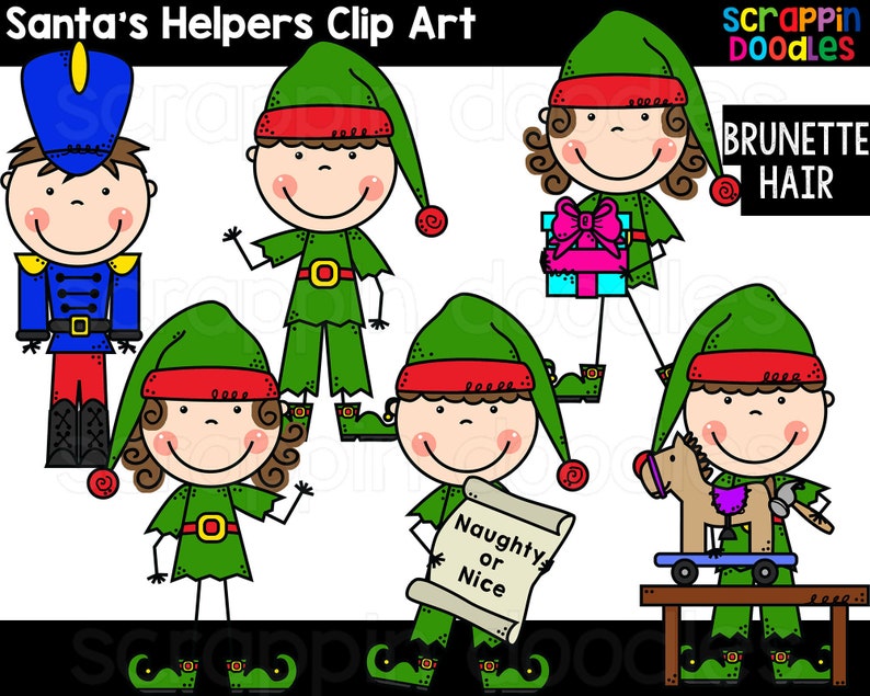 Santas Helpers Clip Art Various Hair & Skin Tones Cute - Etsy