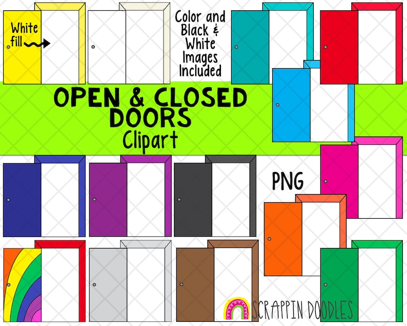 Door Clipart - Open Doors Clip Art - Closed Doors - Entryway - Create A ...