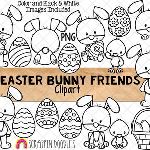 Easter Bunny Friends Clip Art - Commercial Use Clipart - Bunnies ...