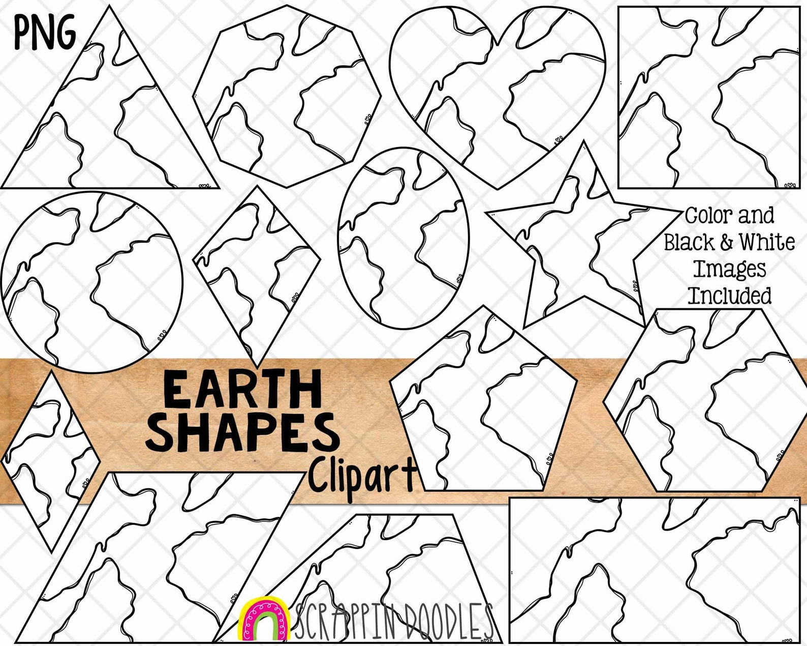 Earth Shapes Clipart Commercial Use 2D Shape Clip Art Earth Day Shape ...
