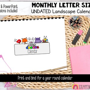 UNDATED Landscape Calendar - Printable and Digital Monthly Calendar ...