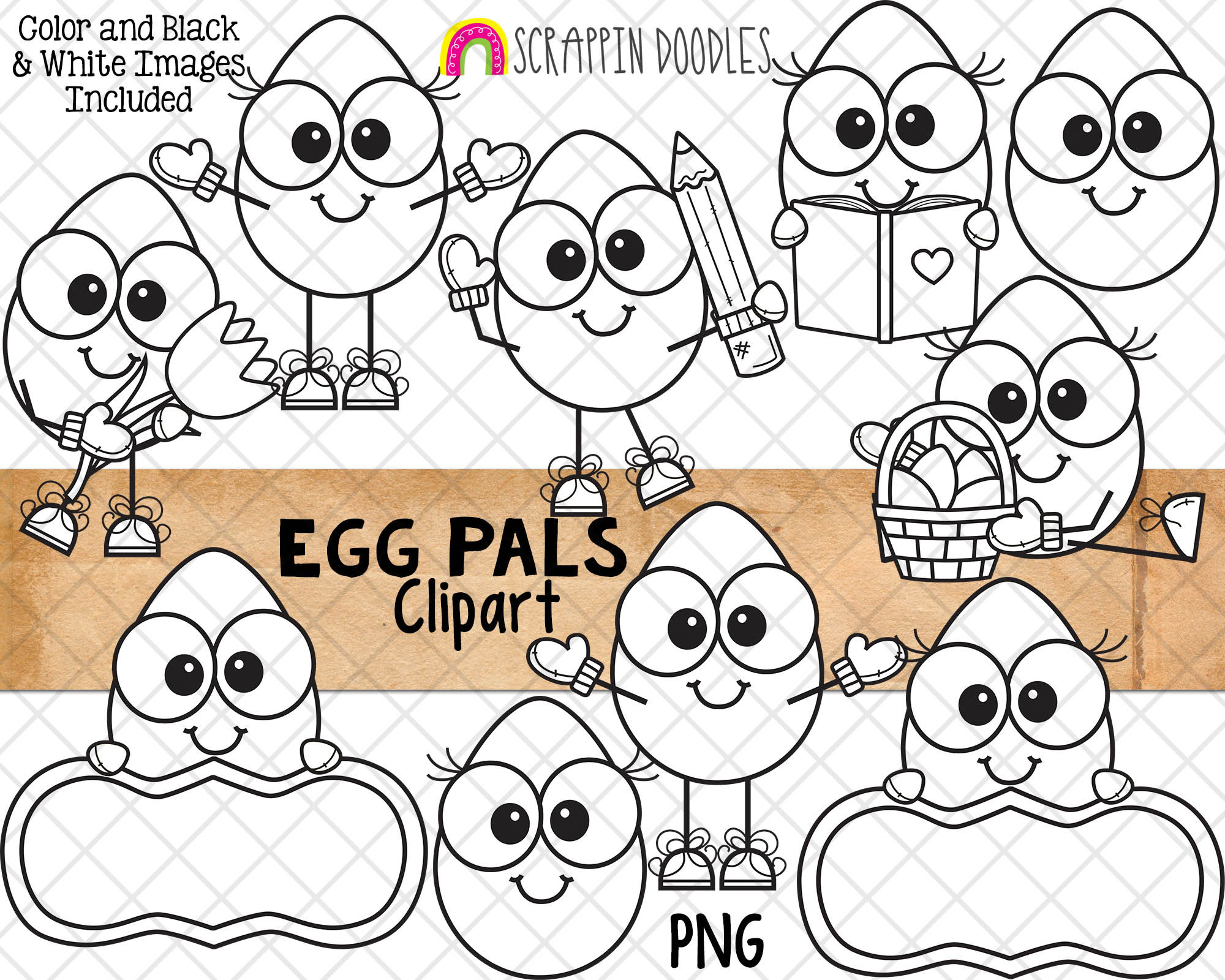 Egg People Clipart - Colored Eggs - Commercial Use - Egg Sign ...