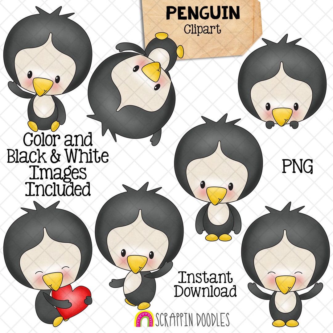 Penguin Clipart - Winter Baby Penguin - Penguins Posing - Standing ...