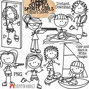 Summer Olympics Sports Girls Clipart 5 - Pentathlon Shooting - Rowing ...