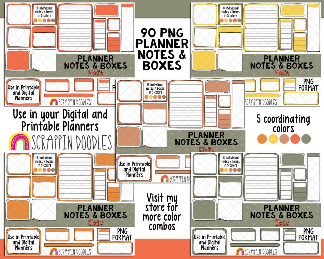 Planner Notes & Boxes - Elodie - Planner Templates - Digital Planner ...