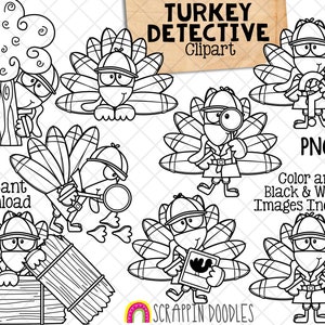 Turkey Clipart - Detective Clip Art - Thanksgiving Turkey Spy ...