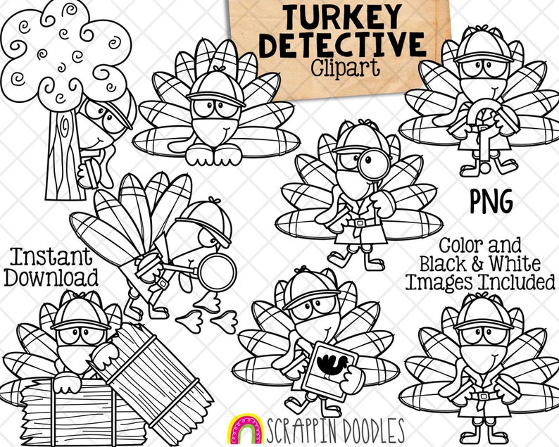 Turkey Clipart Detective Clip Art Thanksgiving Turkey Spy Commercial ...
