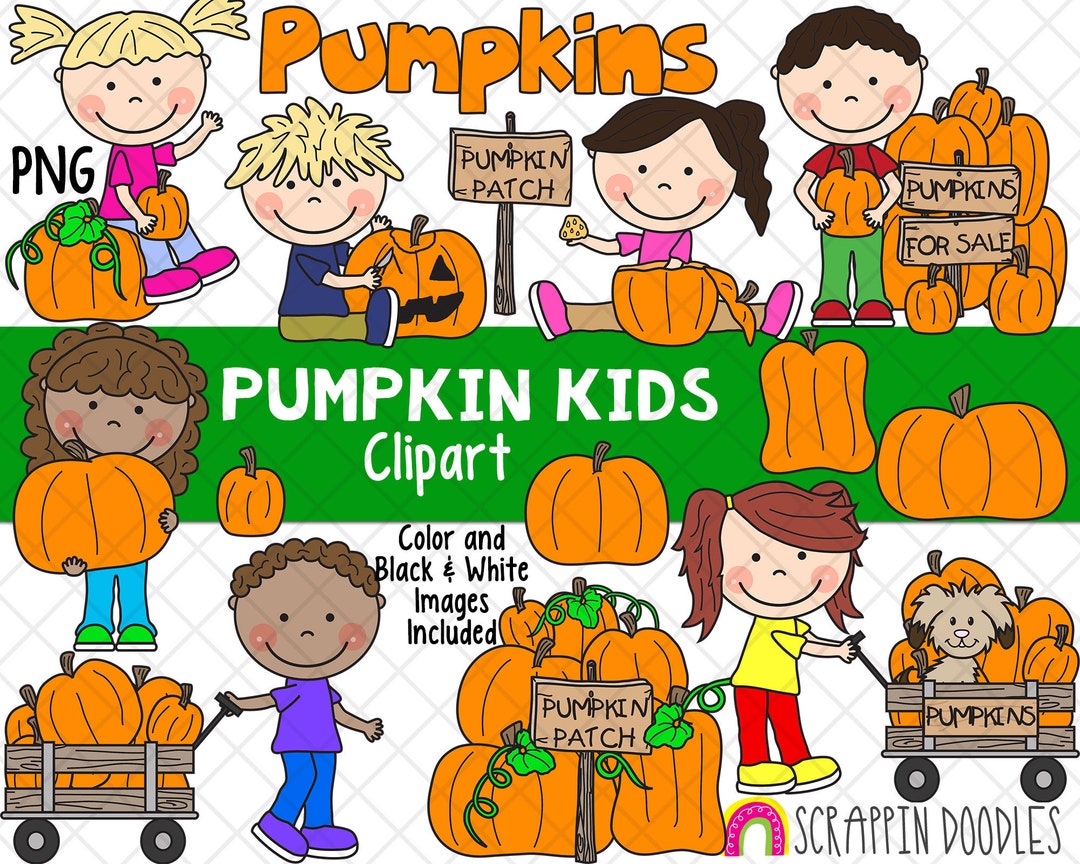 Pumpkin Kids Clipart - Pumpkin Patch Clipart - Picking Pumpkins Clipart ...