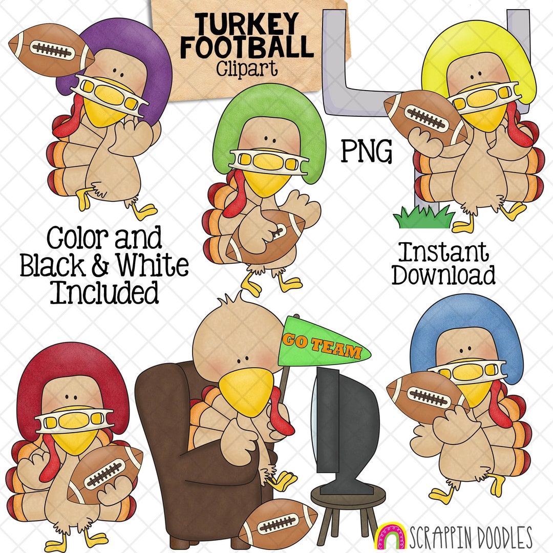 Turkey Clipart - Turkeys Playing Football Clip Art - Cute Turkeys ...