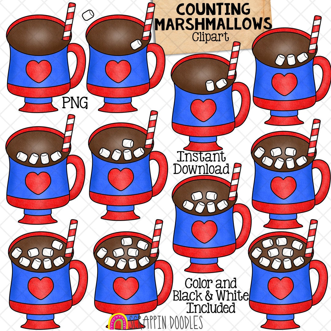 Counting Marshmallows Clipart - Winter Hot Chocolate Marshmallow ...