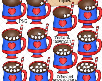 A Marshmallow World Digital Clip Art Set- Color and Black Line COMBO ...