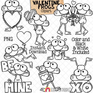 Frog Clipart - Valentines Day Frogs - Pond - Lilly Pad - Bulrush ...