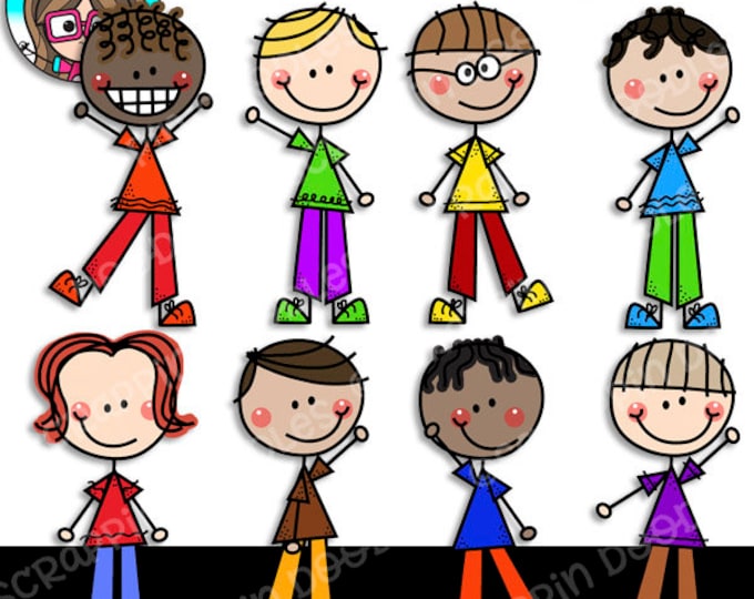 Pointing Clipart Doodle Boys Pointing Stick Figure Clip Art Kids ...