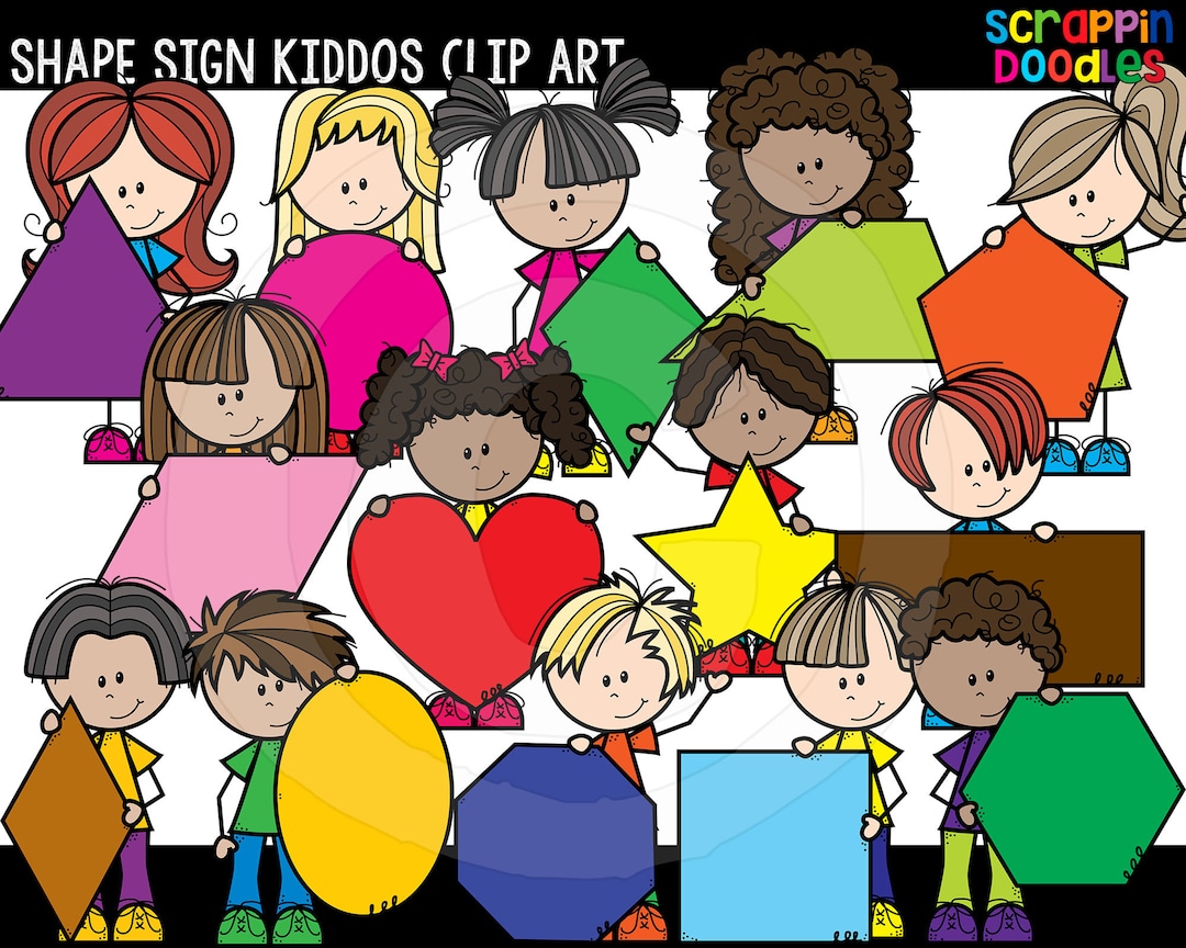 Shape Sign Kiddos Clip Art - Cute Commercial Use Kids Holding Shaped ...