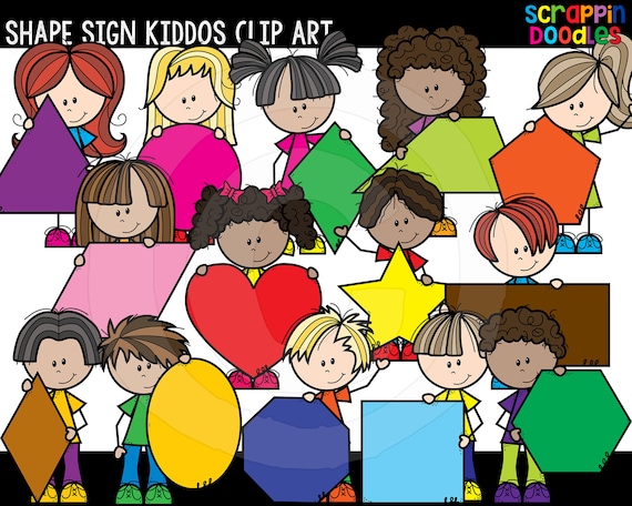 Shape Sign Kiddos Clip Art Cute Commercial Use Kids Holding | Etsy