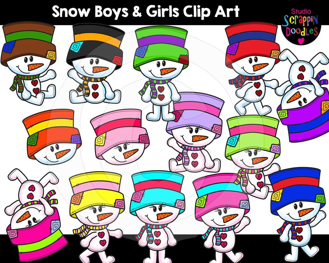 Snow Boys & Girls Clip Art - Cute Commercial Use Snowman Clip Art ...
