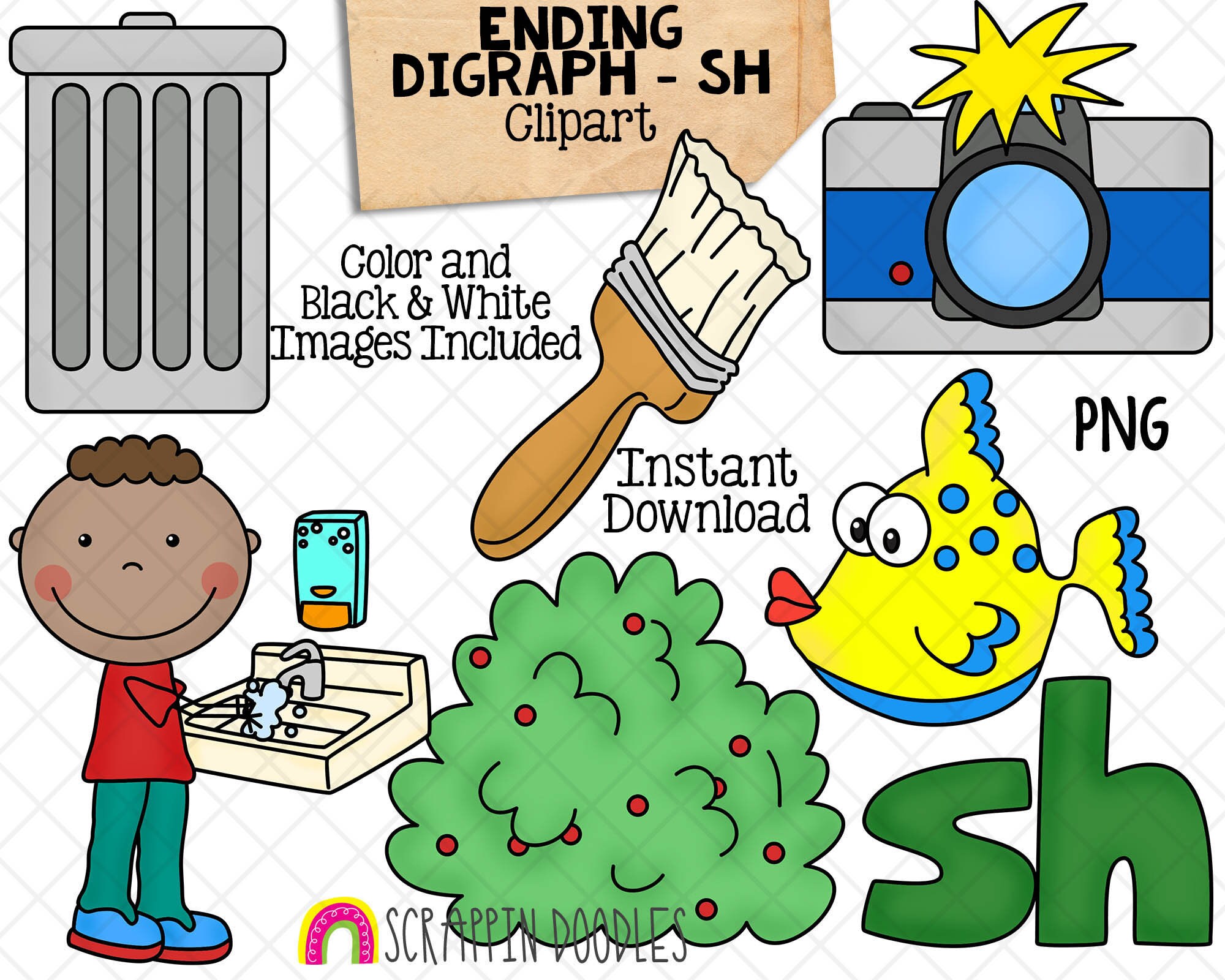Ending Digraph Clip Art Words Ending With SH Commercial Use PNG ...