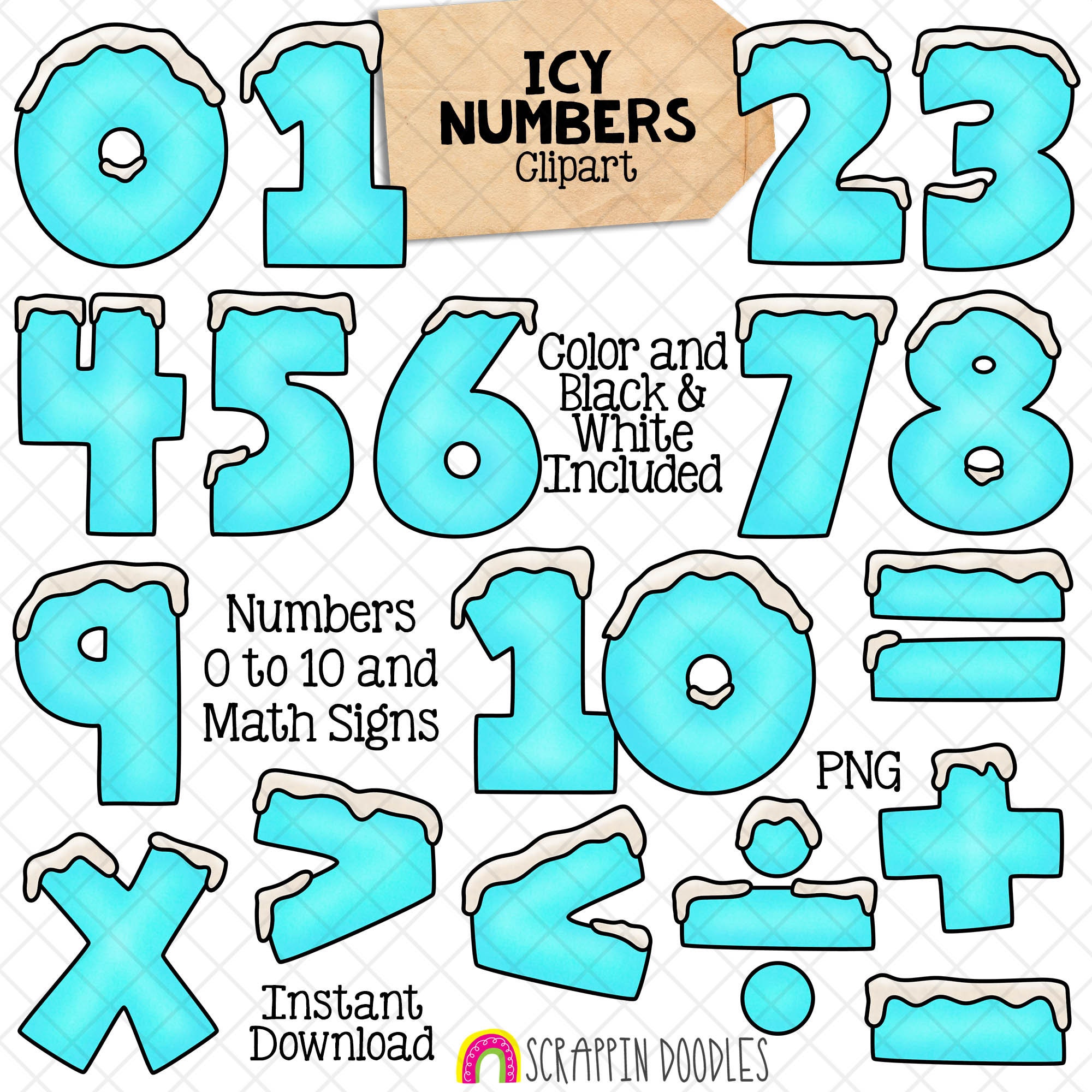 Icy Alphabet Clipart Snowy Ice Letters Clip Art Numbers PNG Graphics ...