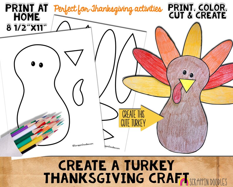 Thanksgiving Turkey Craft - Printable Turkey Paper Craft - Kids ...